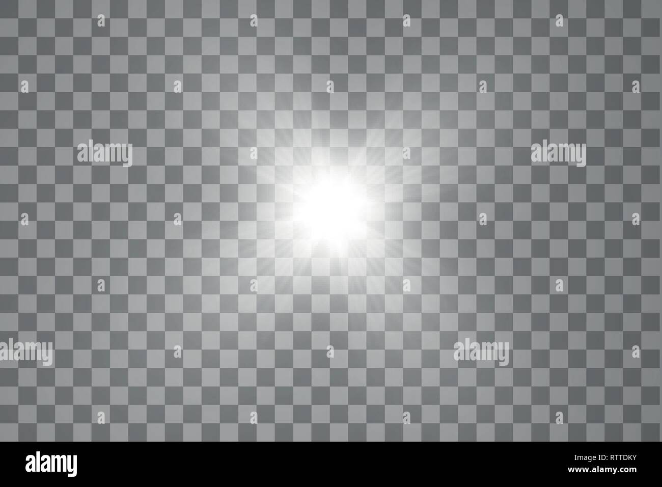 Glow light effect. Starburst with sparkles on transparent background. Vector illustration. Sun ...