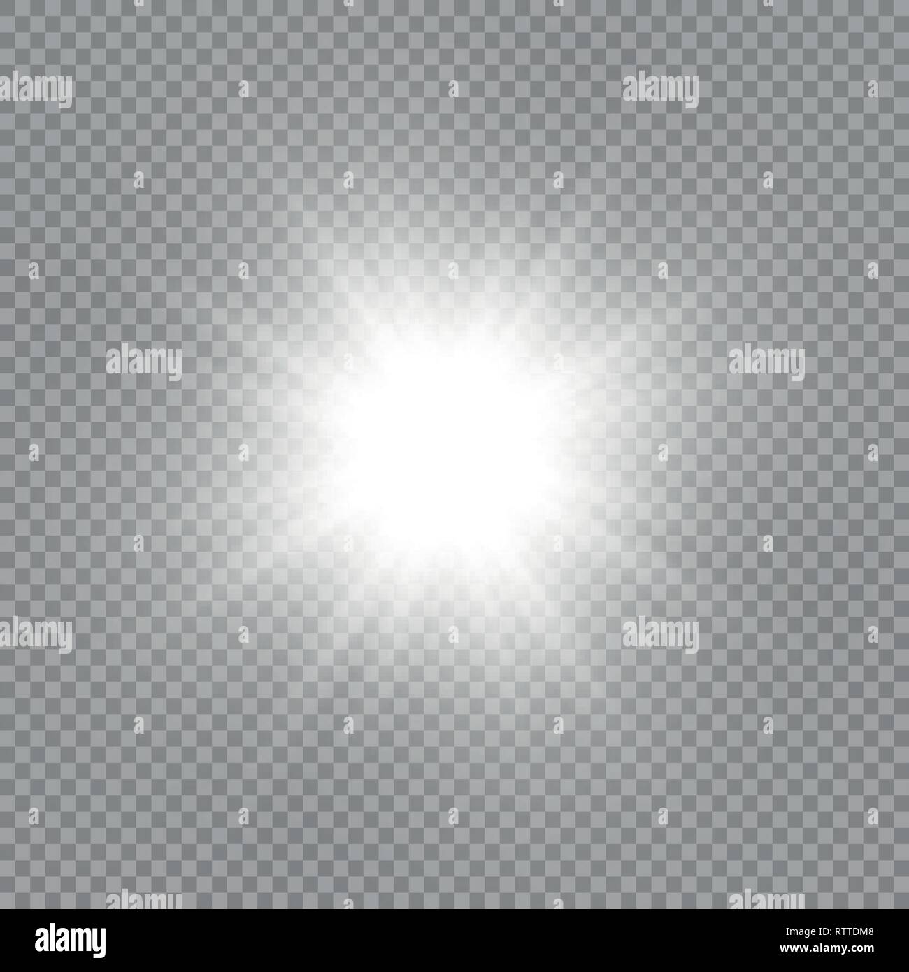 Glow light effect. Starburst with sparkles on transparent background. Vector illustration. Sun ...