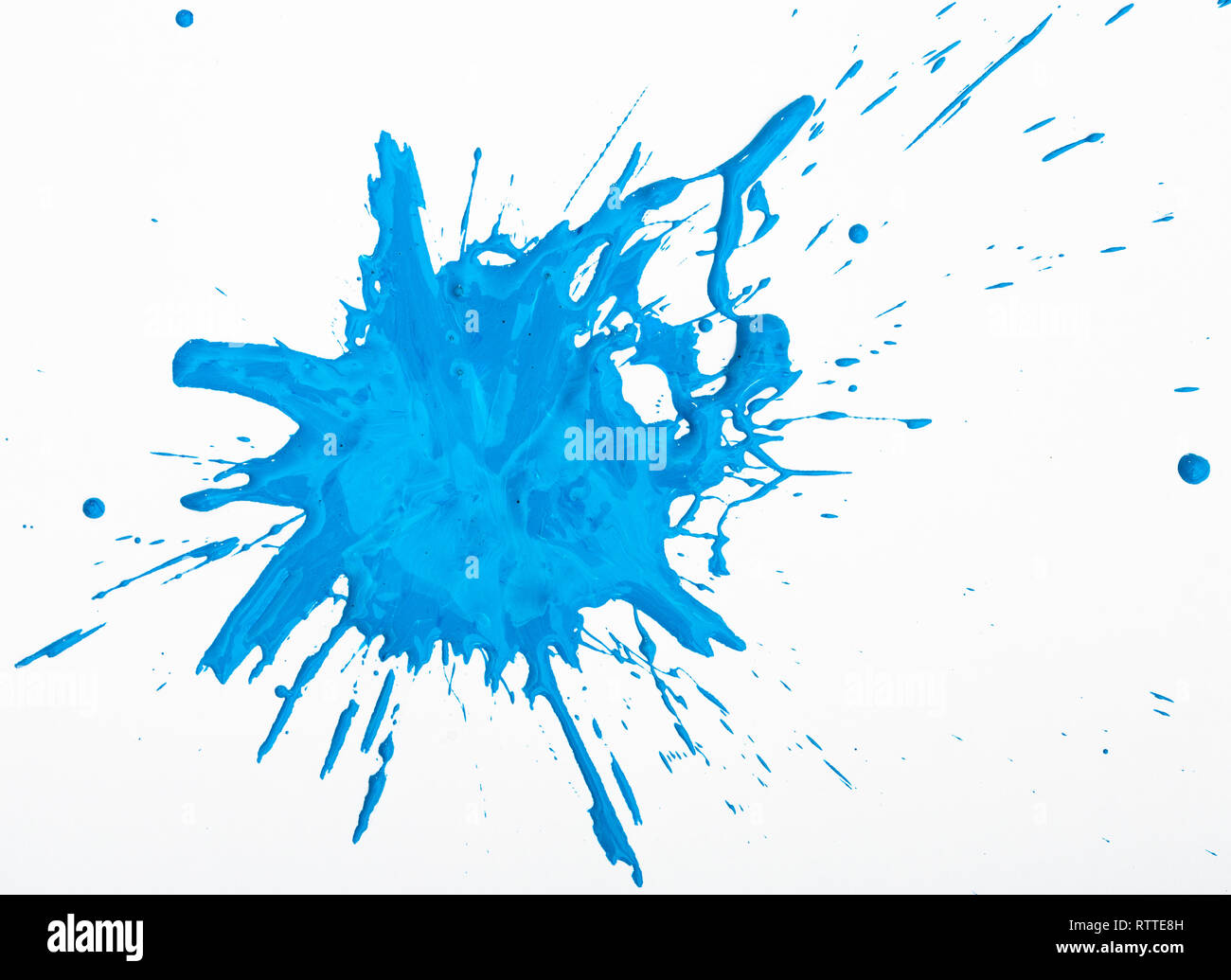 Colorful blue blot with drops and drips isolated on white Stock Photo ...