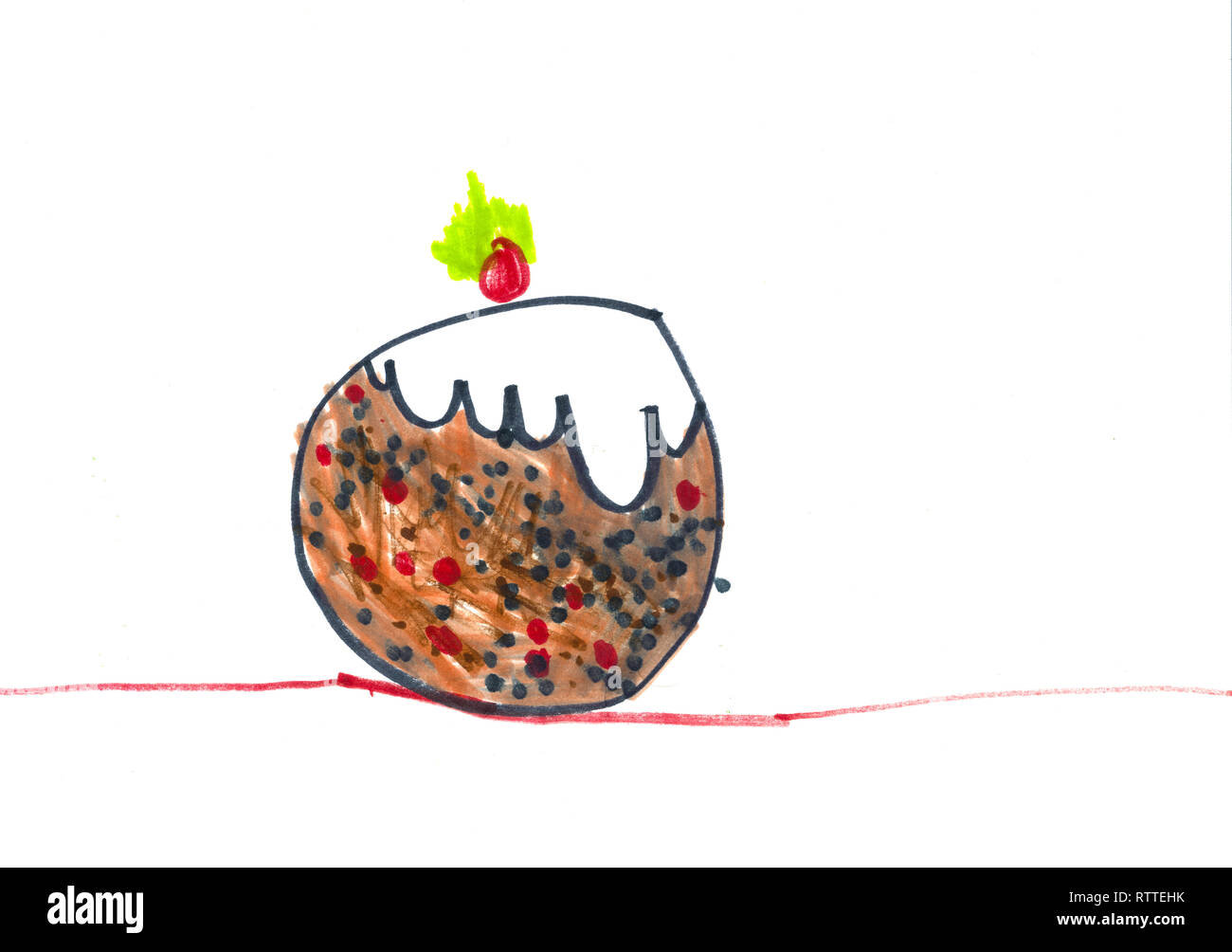 Child's drawing of a Christmas Pudding Stock Photo - Alamy