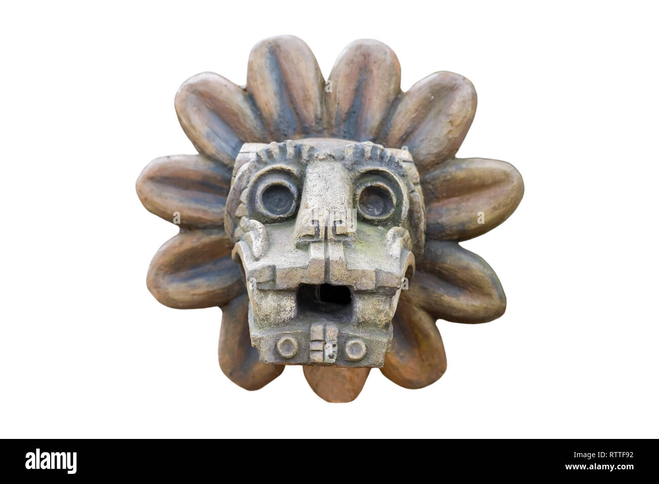 ancient aztec relief isolated on white background Stock Photo - Alamy