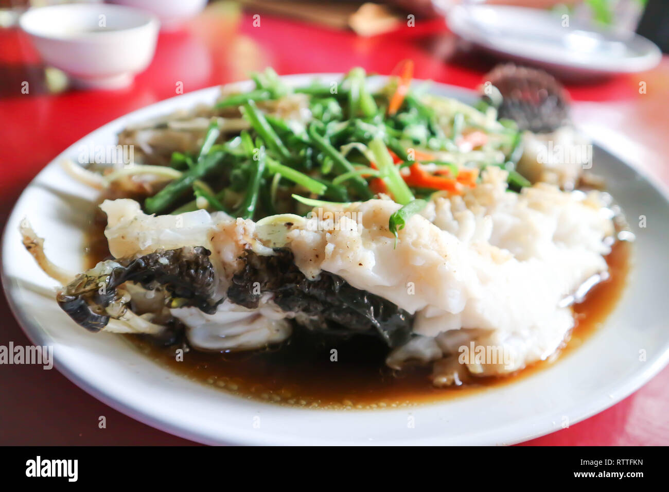steamed fish or steamed marbled sleepy gody or steamed sand gody Stock ...