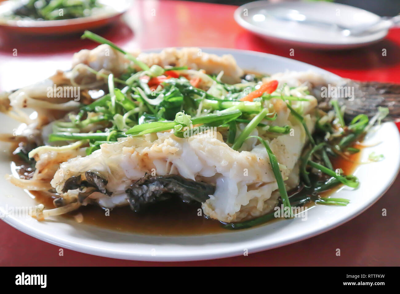 steamed fish or steamed marbled sleepy gody or steamed sand gody Stock ...