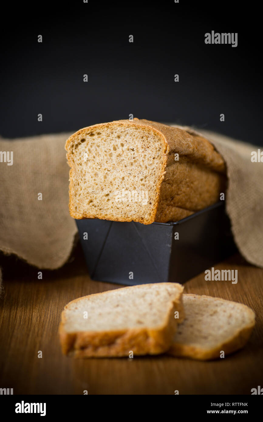 rye homemade toaster bread in a metal form Stock Photo - Alamy