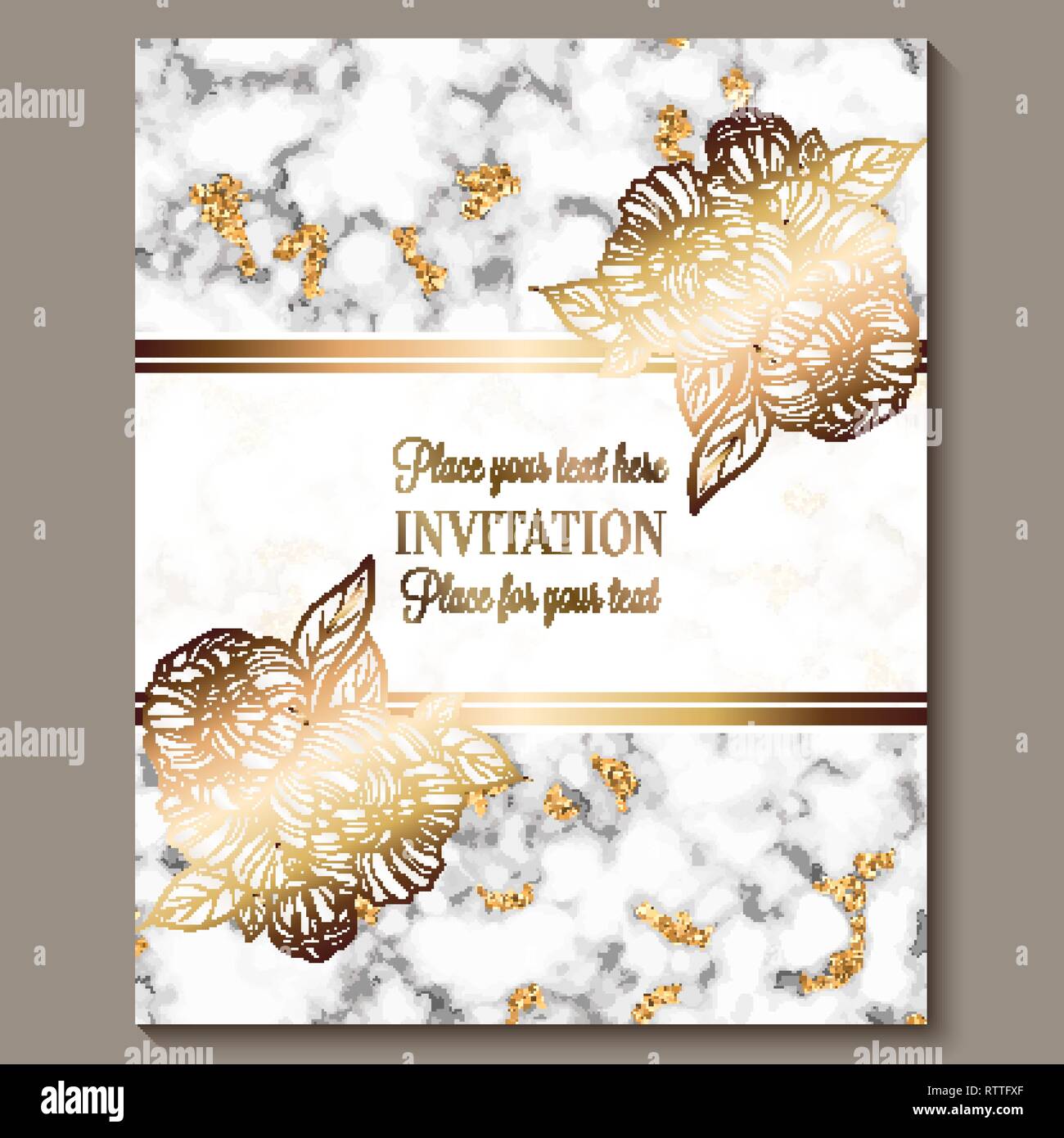 Luxury and elegant wedding invitation cards with marble texture and ...