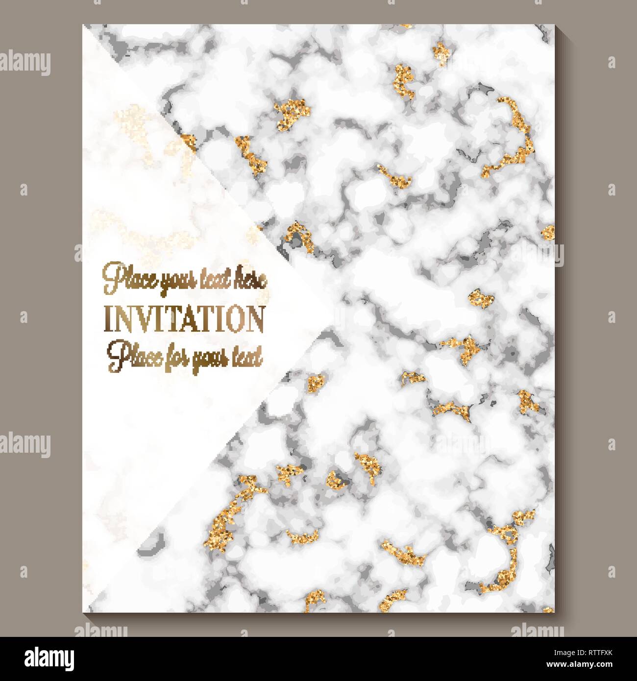 Luxury and elegant wedding invitation cards with marble texture and ...