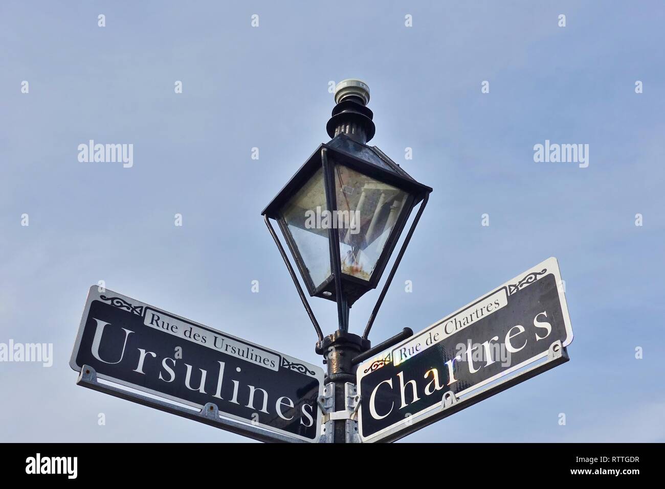 NEW ORLEANS, LA -26 JAN 2019- View of a street sign in the historic ...