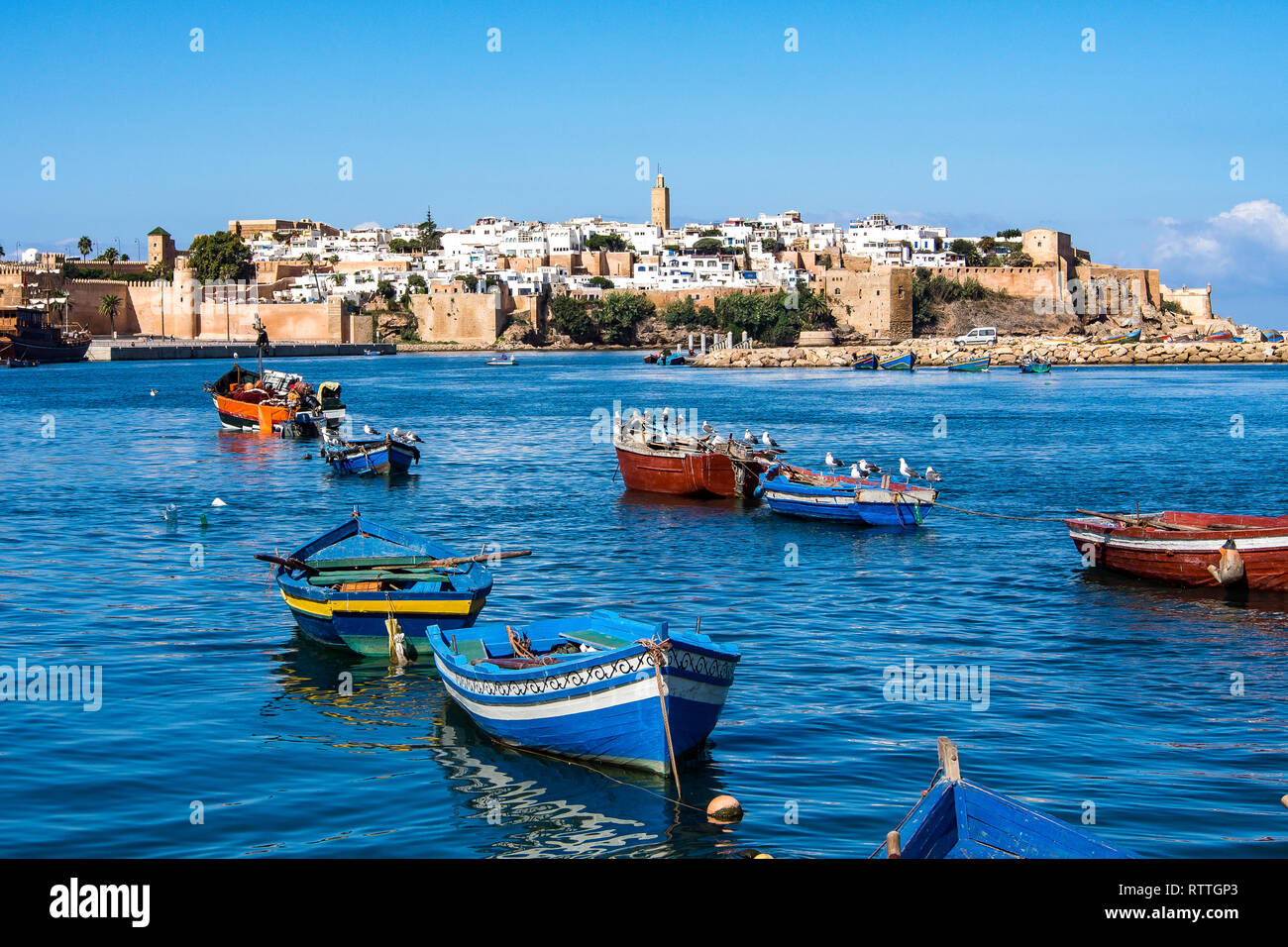 View of the harbour of Rabat, Morocco located in the river Bou Regreg ...