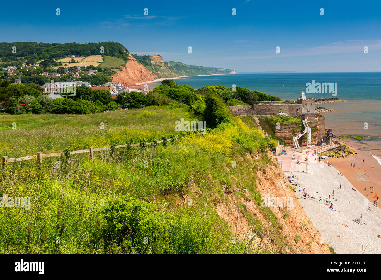 Jacob's Ladder and red sandstone cliffs at Sidmouth on the Jurassic ...