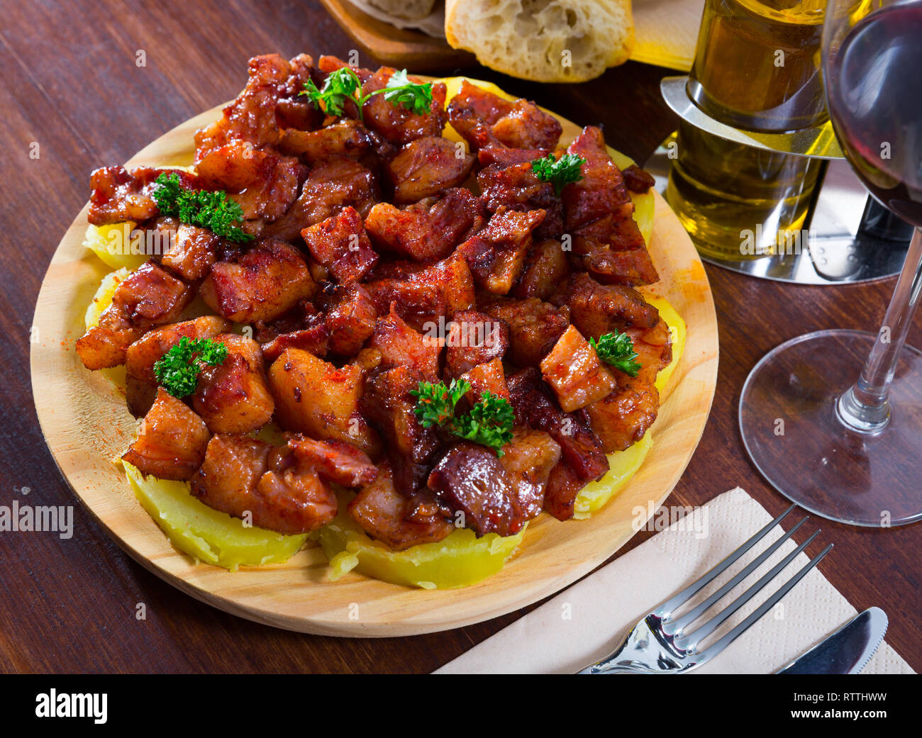Morro a la gallega. Typical Spanish dish from Galicia of roasted cut ...