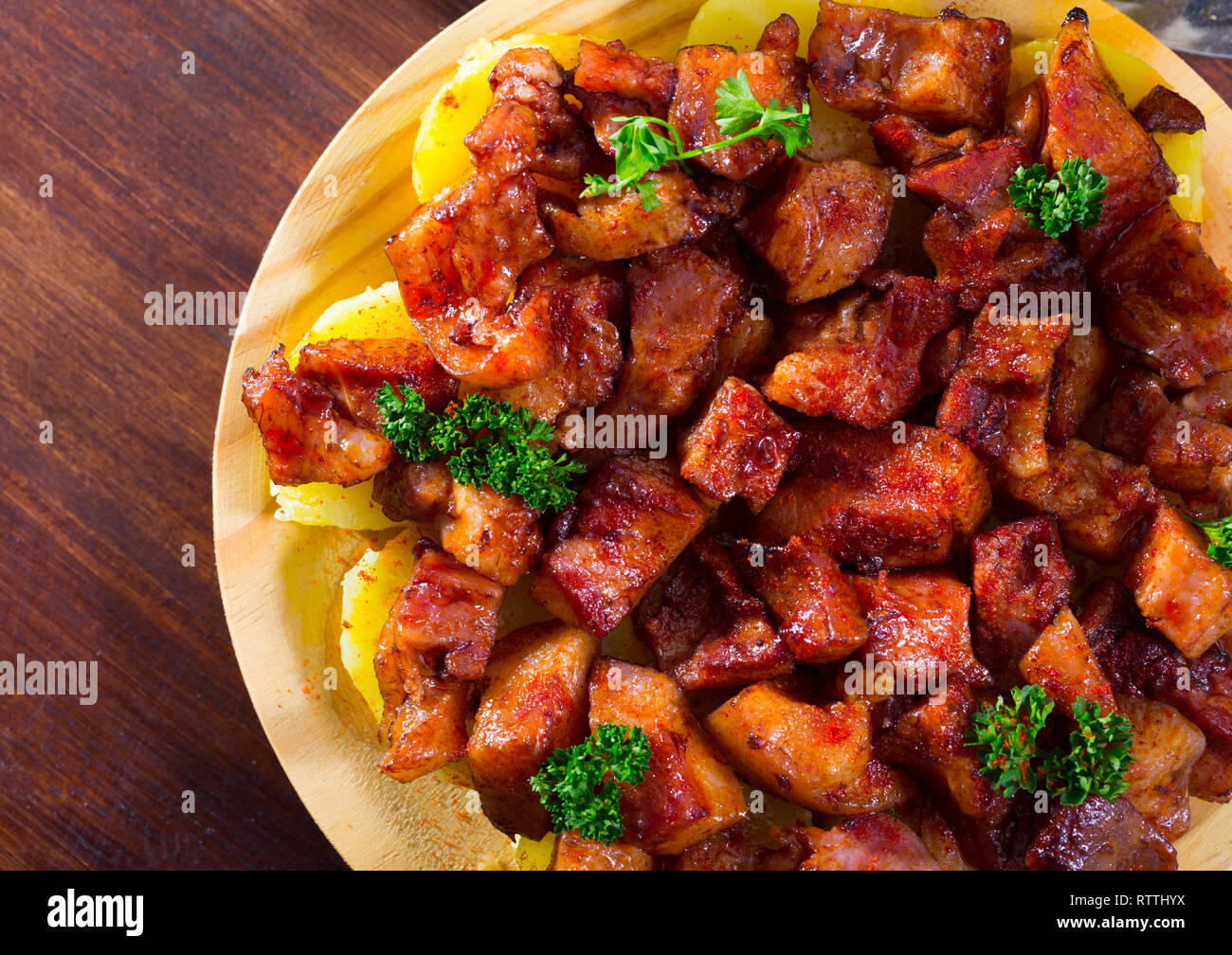Morro de cerdo a la gallega - spanish dish. Roast nose and cheek pigs ...
