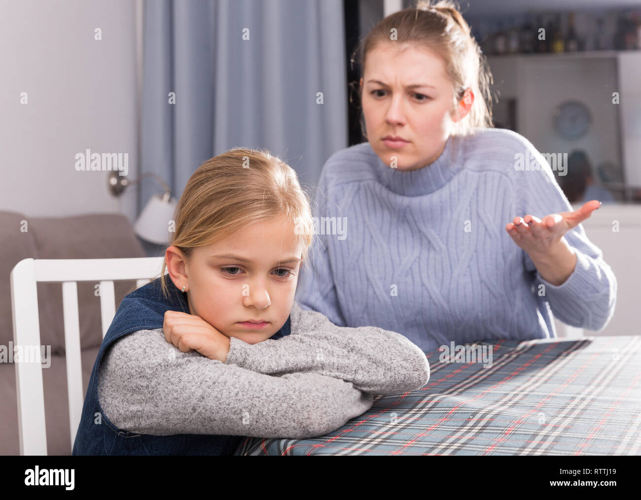 Mom scolds little daughter. Crisis of motherhood Stock Photo - Alamy