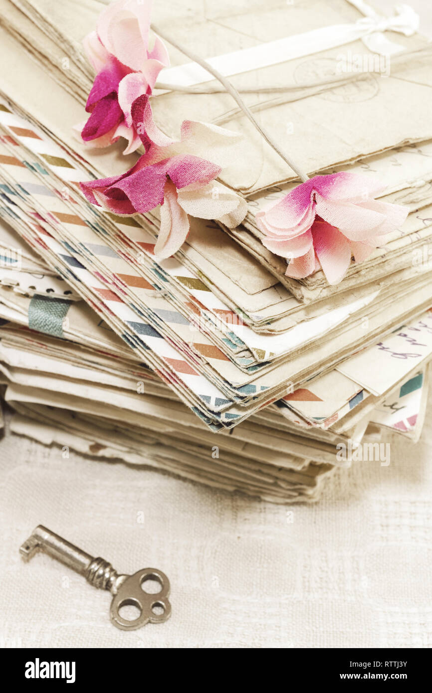 Bunch of the old paper postal mails Stock Photo - Alamy