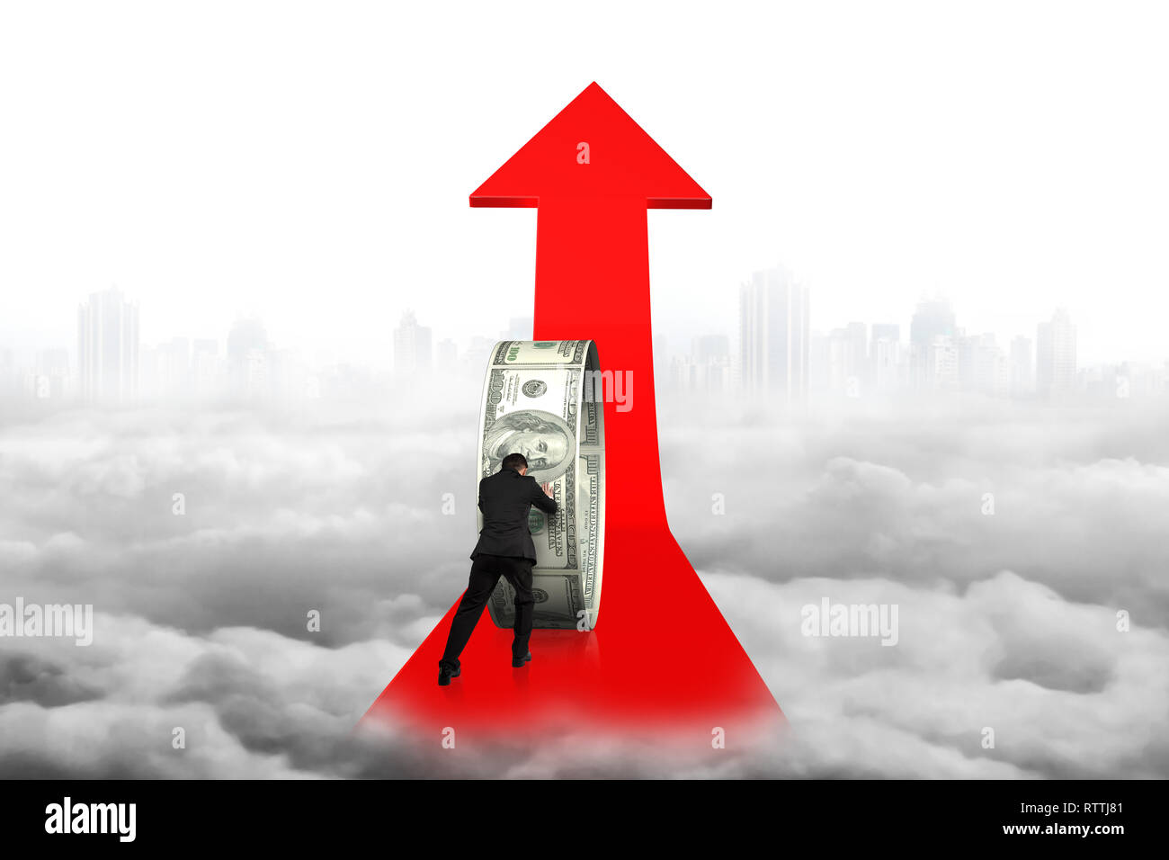 Businessman pushing dollar sign hi-res stock photography and images - Alamy