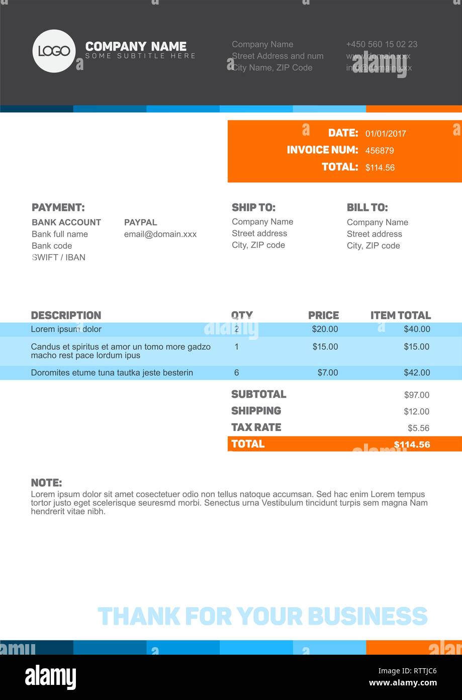 Vector minimalist invoice template design for your business / company ...