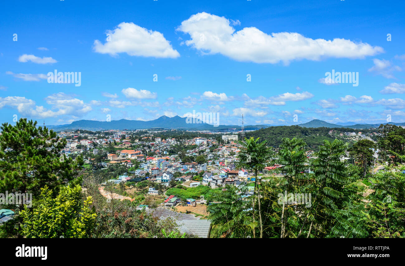Aerial view of Dalat, Vietnam. Dalat is located in the South Central ...