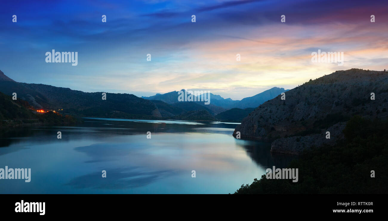 Twilight landscape with lake. Leon, Spain Stock Photo - Alamy
