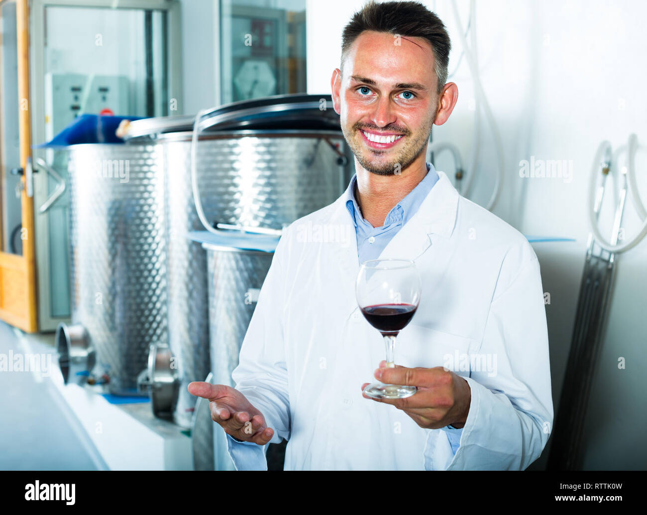 Positive winery worker wearing hi-res stock photography and images - Alamy