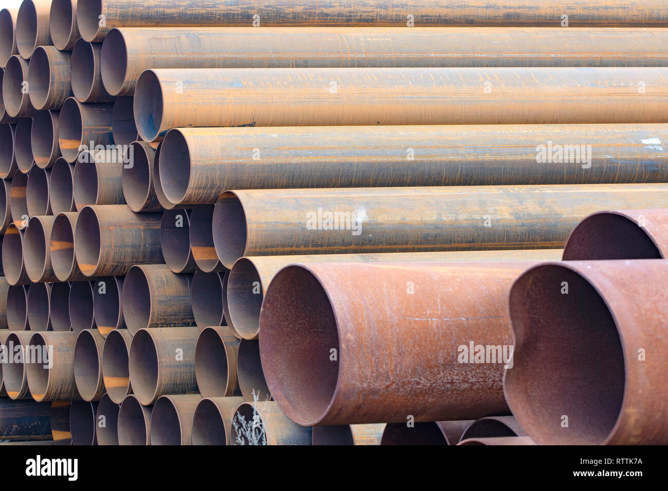 Rusty steel pipes, chinese steelworks in Europe. constructional ...