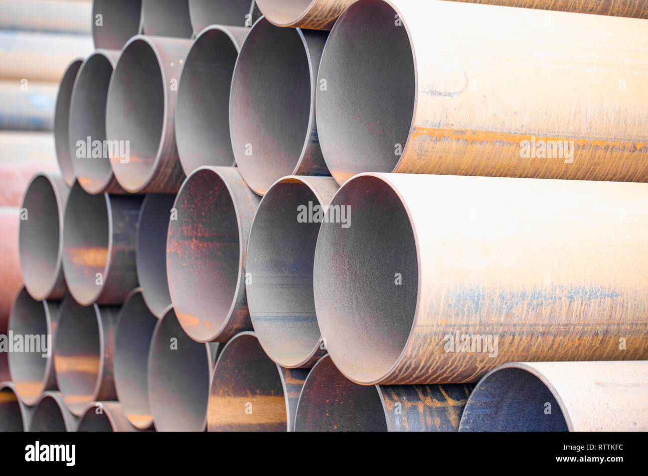 Rusty steel pipes, chinese steelworks in Europe. constructional ...