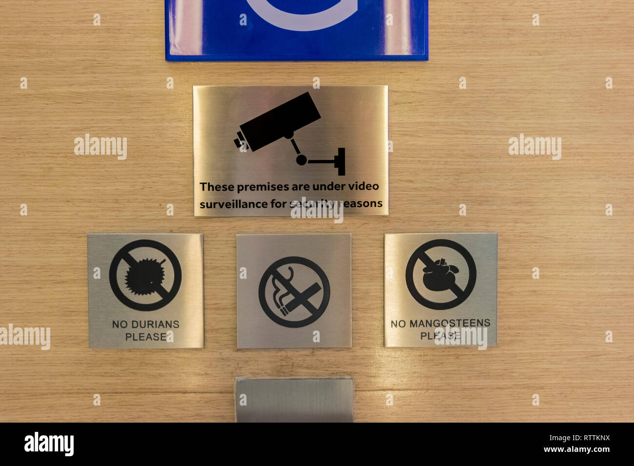 warning signs against the smelly fruit mangusteens Durian and smoking ...