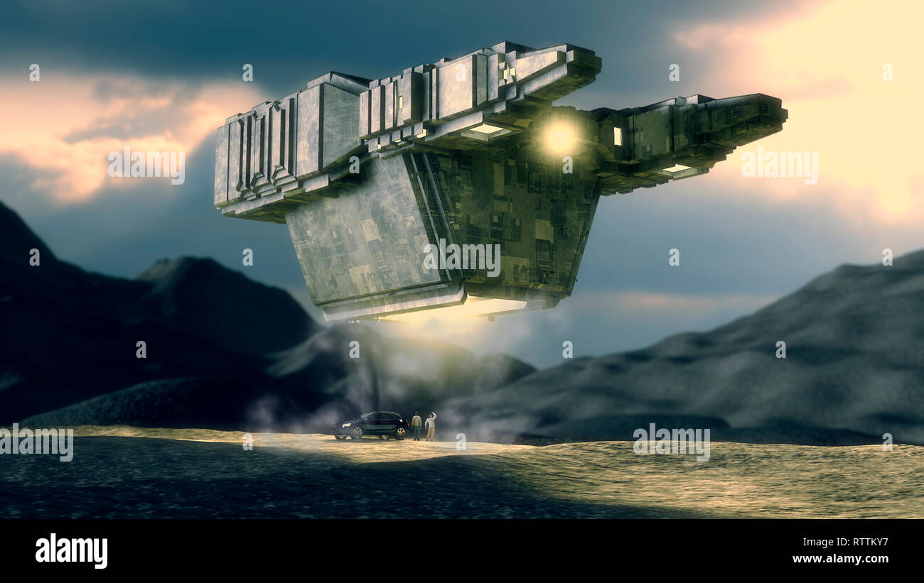 3d render. Alien spaceship concept Stock Photo - Alamy