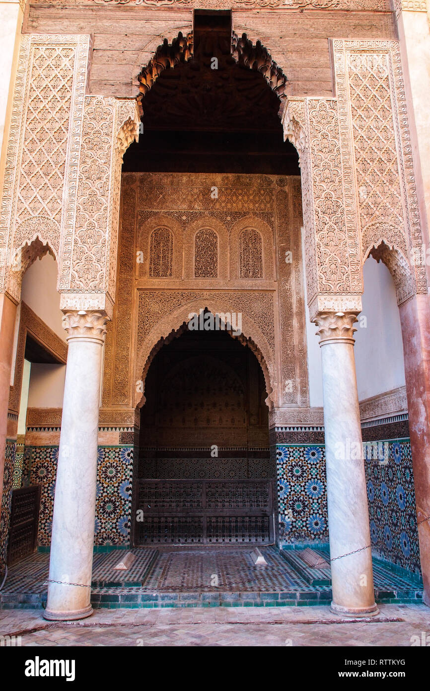 The Saadian tombs mausoleum in Marrakech built by sultan Ahmad al ...