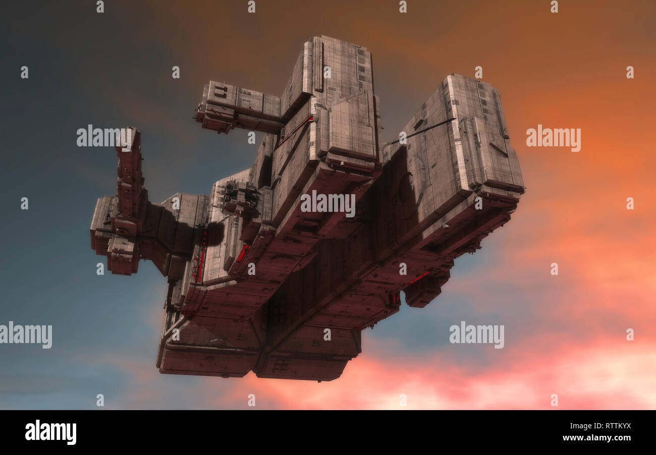 3d render. Alien spaceship concept Stock Photo - Alamy