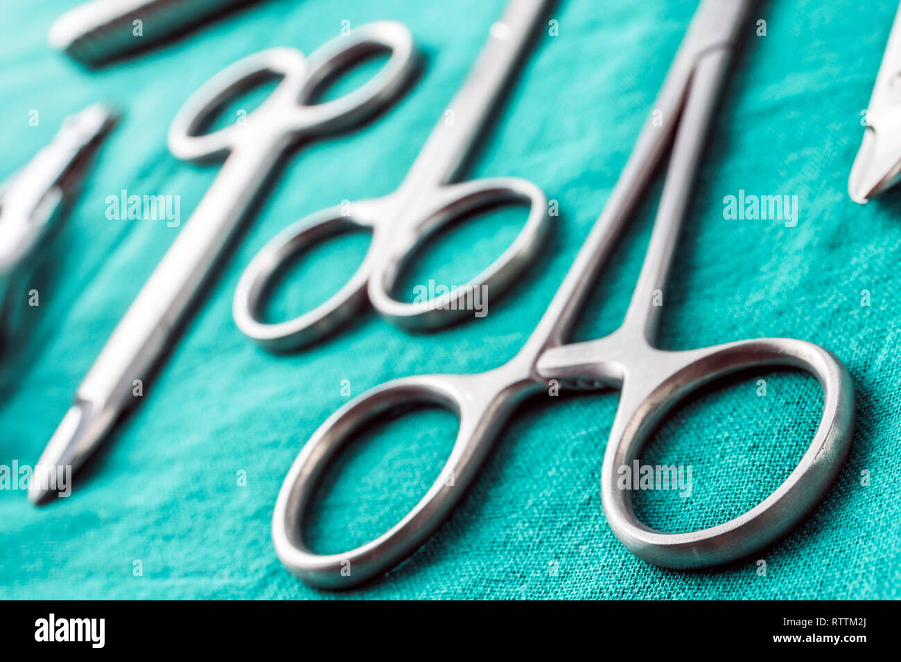 Some scissors for surgery on a tray in an operating theater, conceptual ...