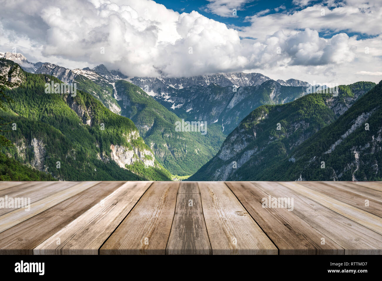 Product display or montage with mountain landscape in background Stock ...