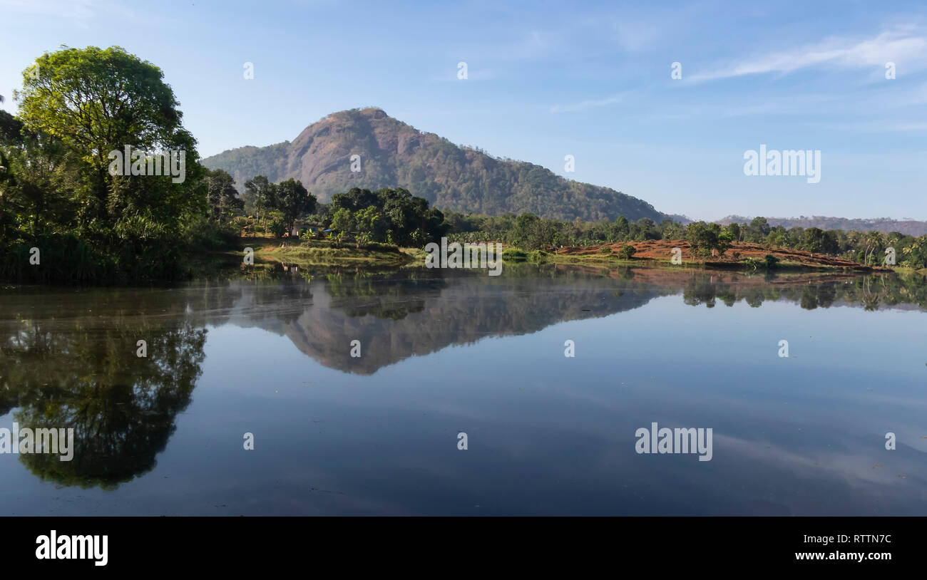 Reflections in the Periyar River. Thattekad, Kerala, India Stock Photo ...