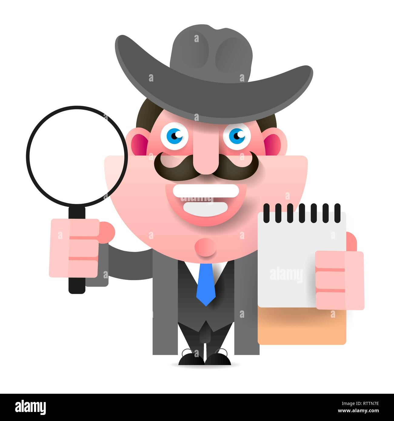 Detective Holding A Magnifying Glass. Vector Illustration On White ...