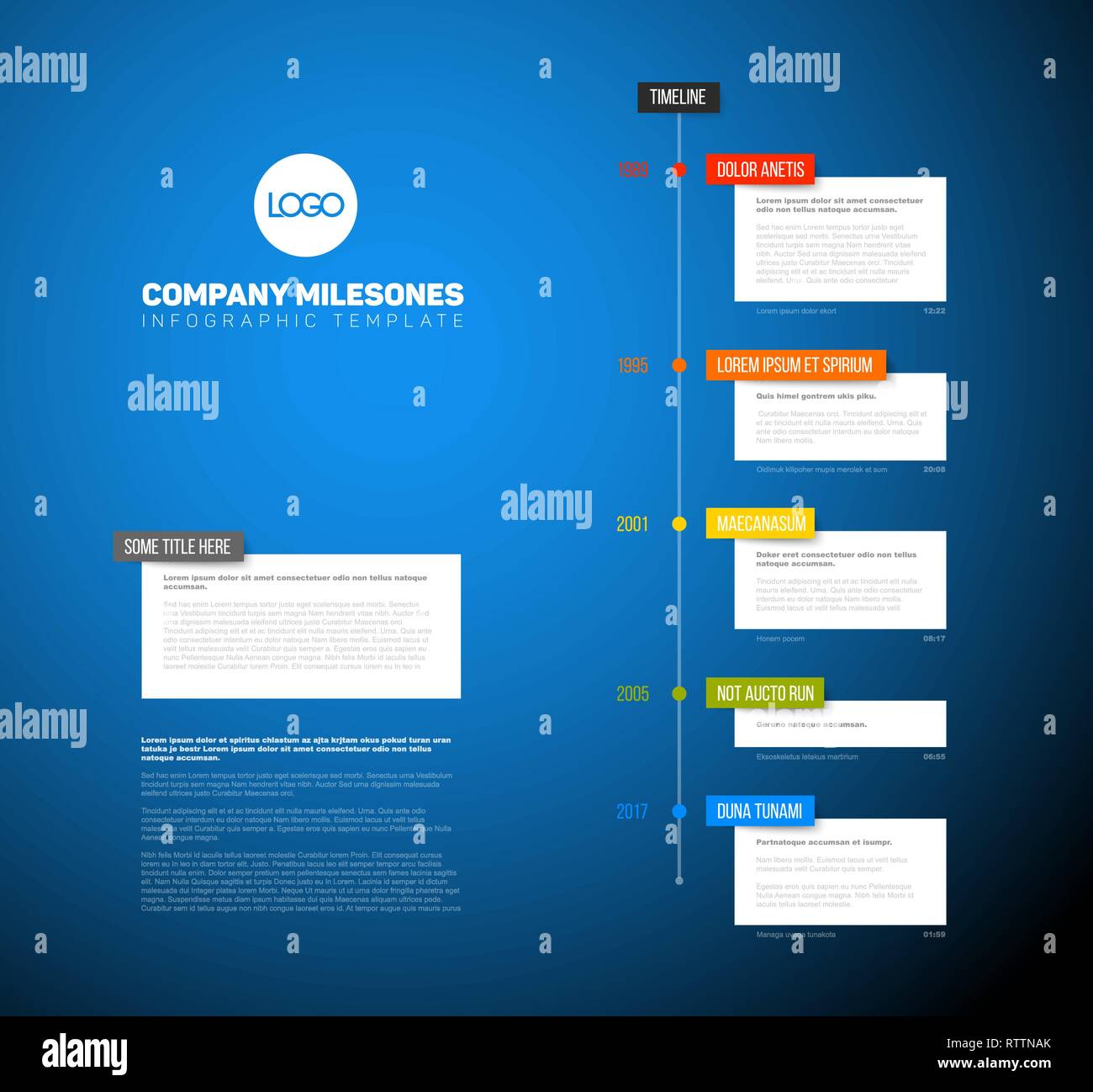 Vector Infographic timeline report template with the biggest milestones ...