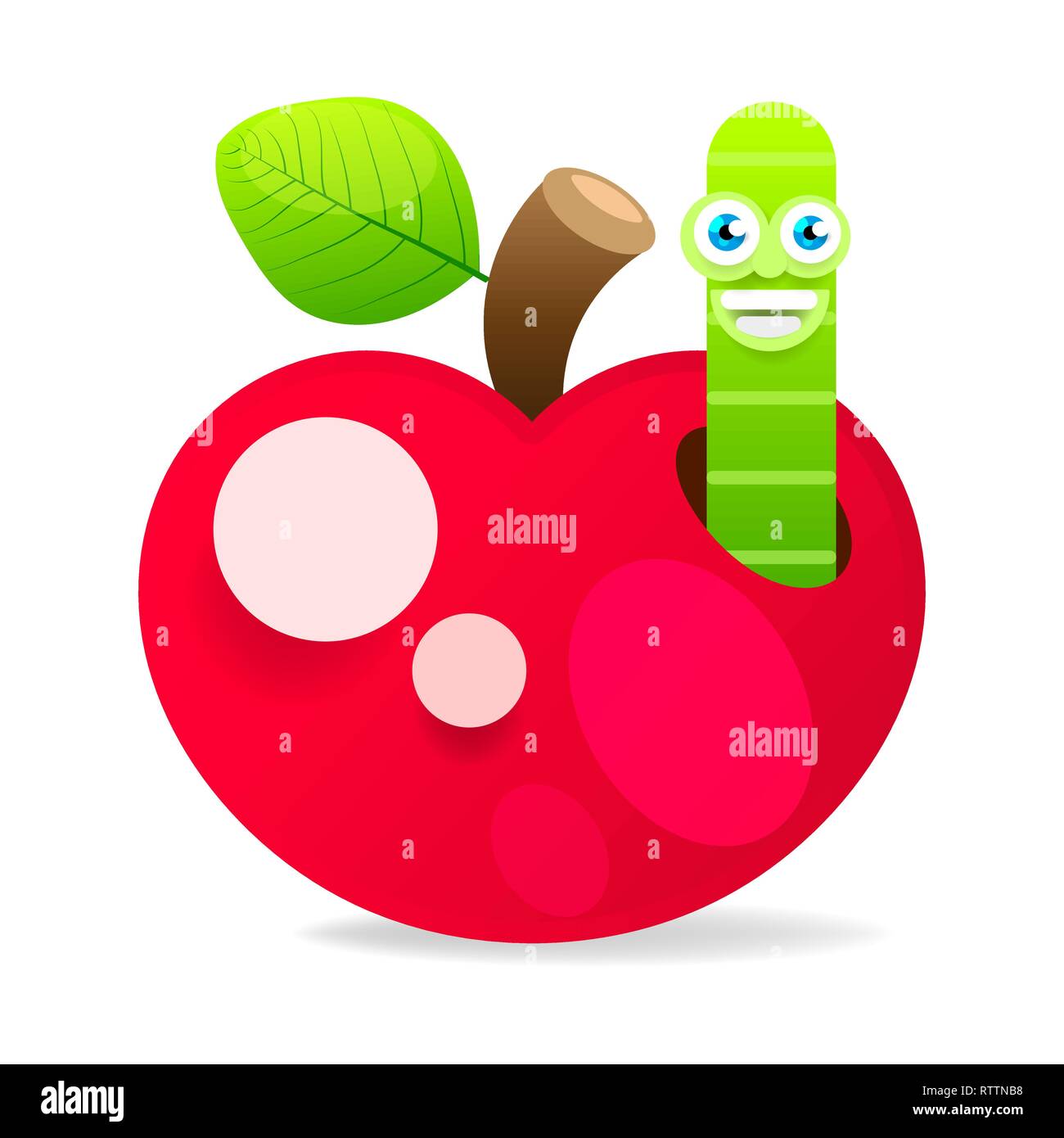 Apple With Worm On White Background Vector Illustration For Your Design ...