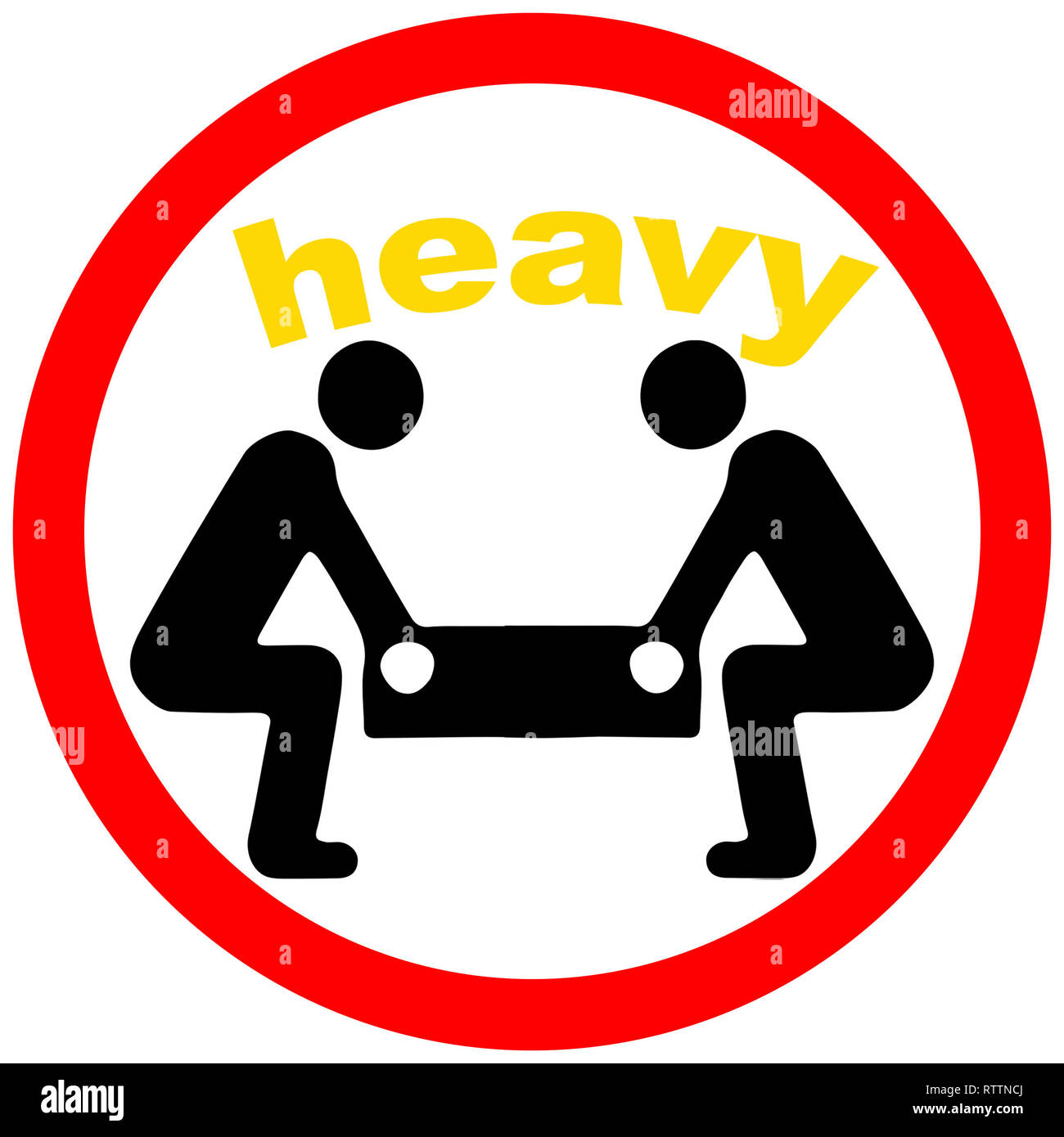 heavy weight proper lifting warning triangular red road warning sign ...