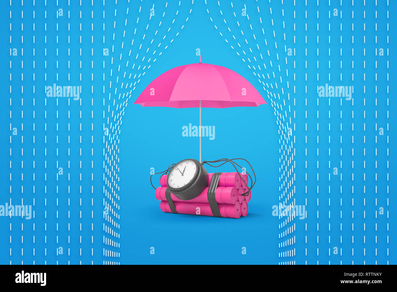 3d rendering of a pink dynamite bundle with a time bomb and a pink ...
