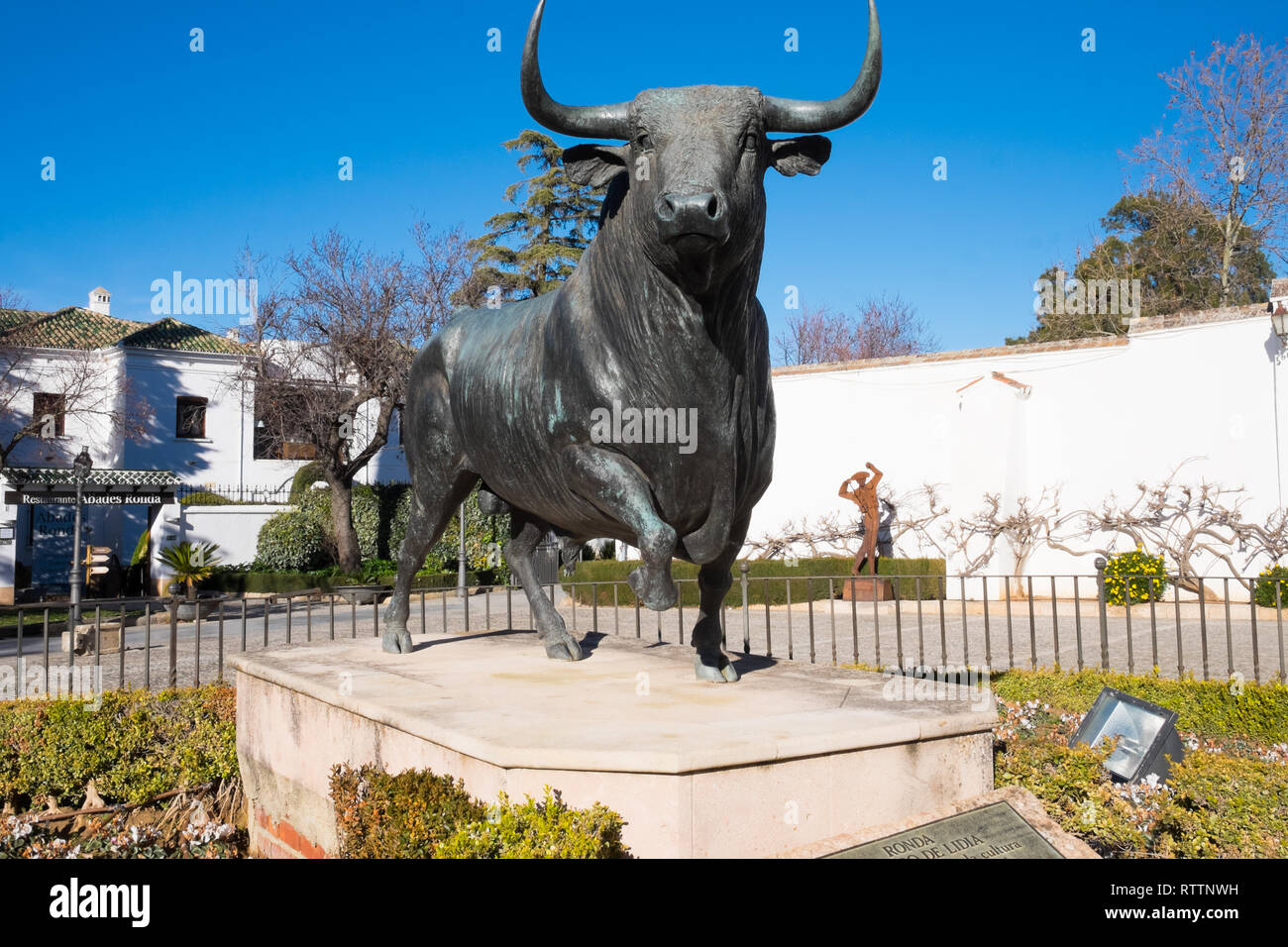 Bull sculpture Ronda Stock Photo - Alamy