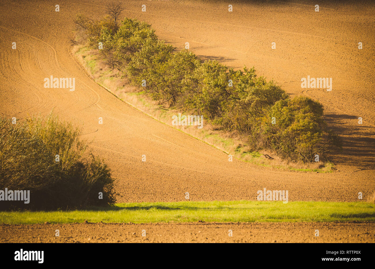 Autumn picturesque rolling countryside of South Moravian fields and ...