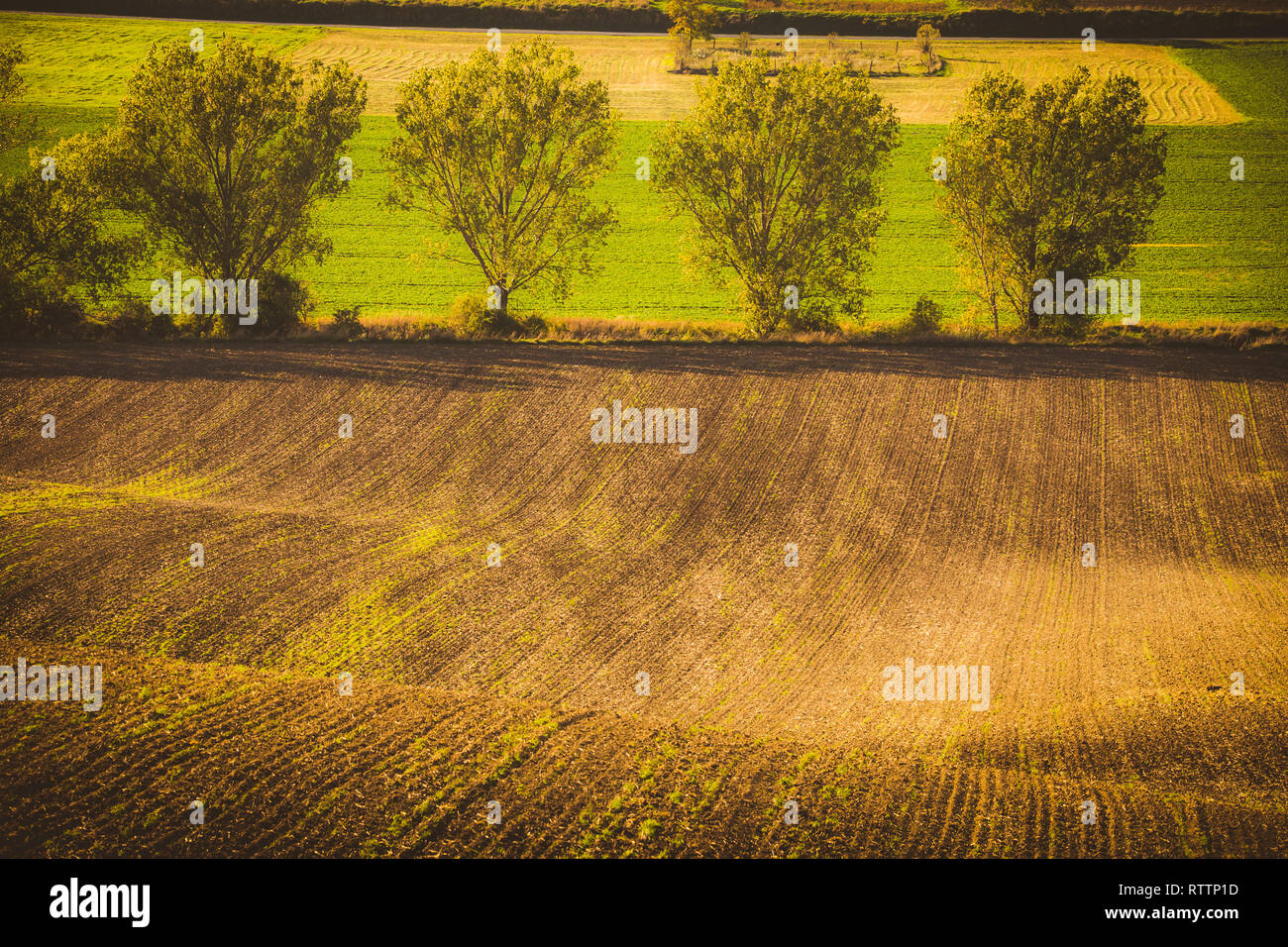 Autumn picturesque rolling countryside of South Moravian fields and ...