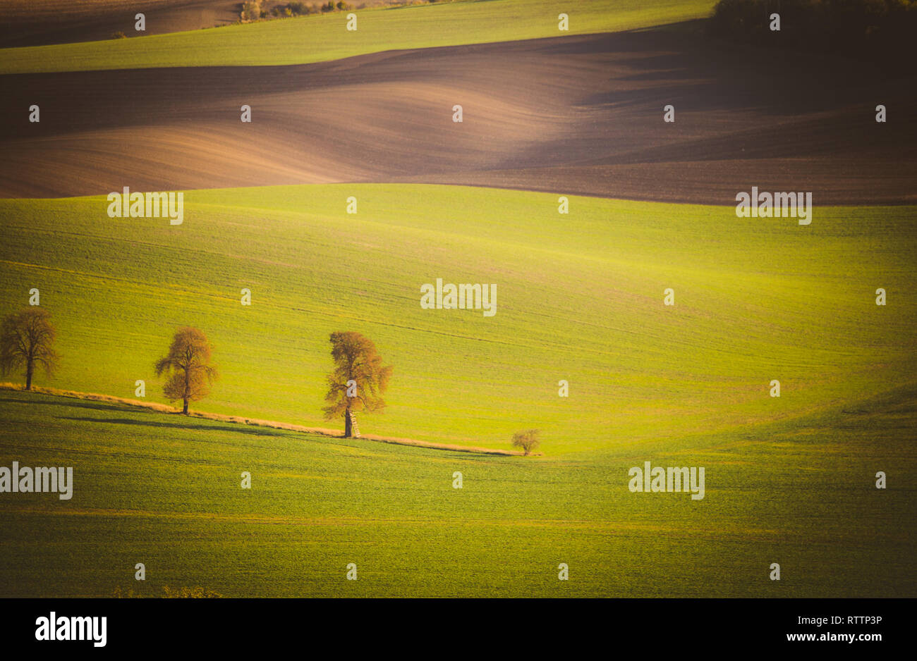 Autumn picturesque rolling countryside of South Moravian fields and ...