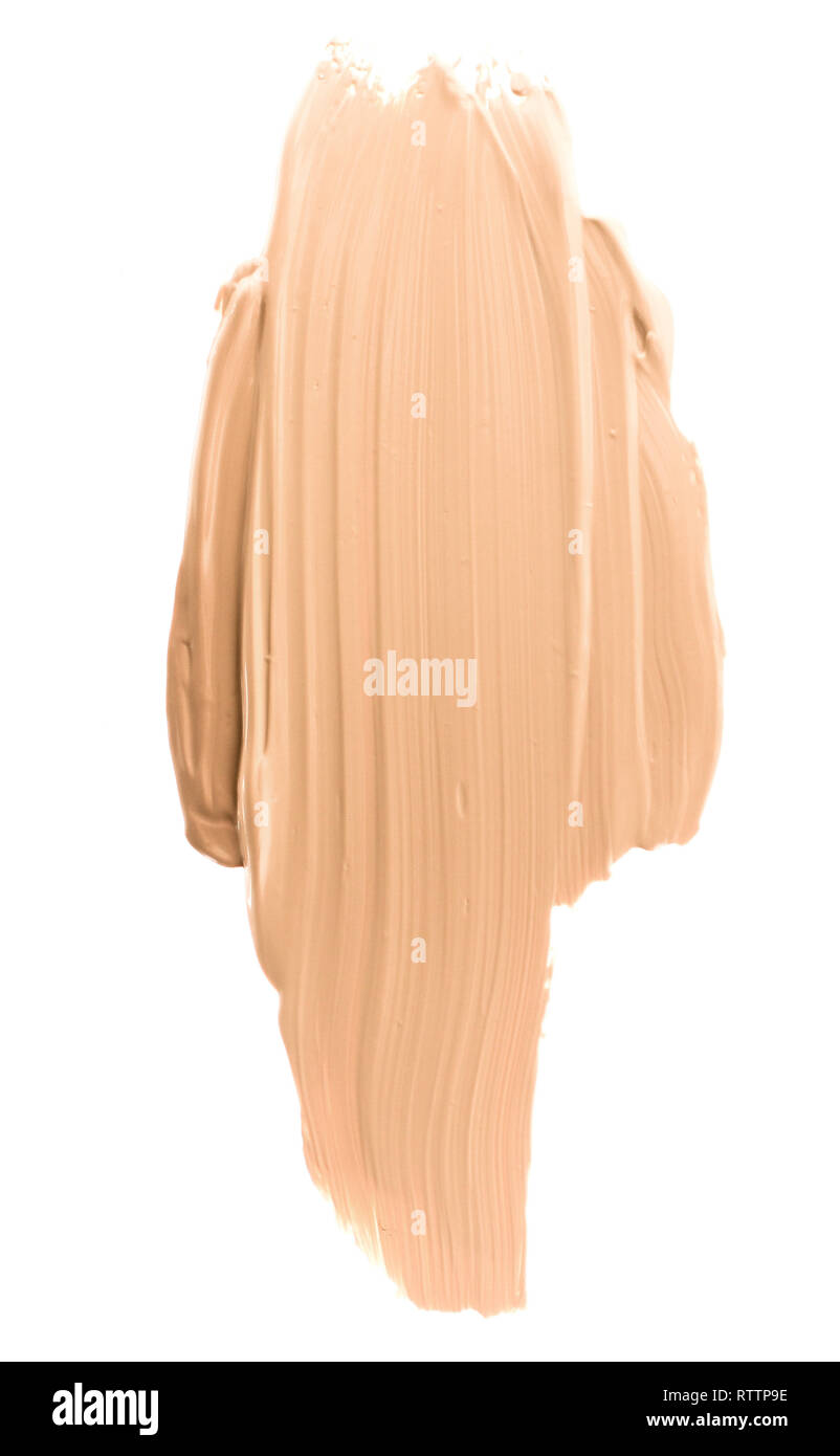 Make-up base foundation brush stroke isolated on white background ...