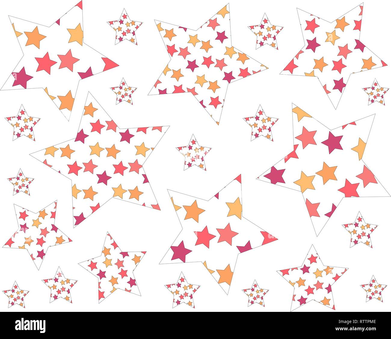 set of large and small colored stars randomly placed on a white ...