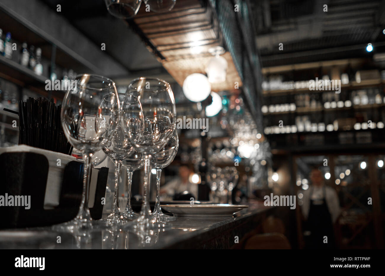 glass glasses on the bar Stock Photo - Alamy