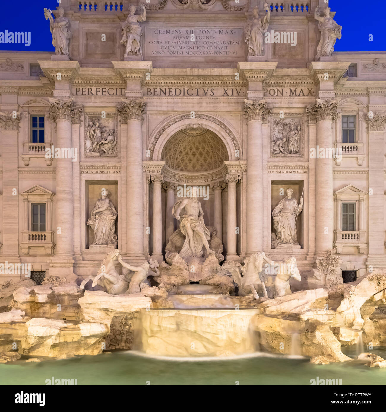 Rome, Italy. Trevi fountain at night, the masterpiece of Italian ...