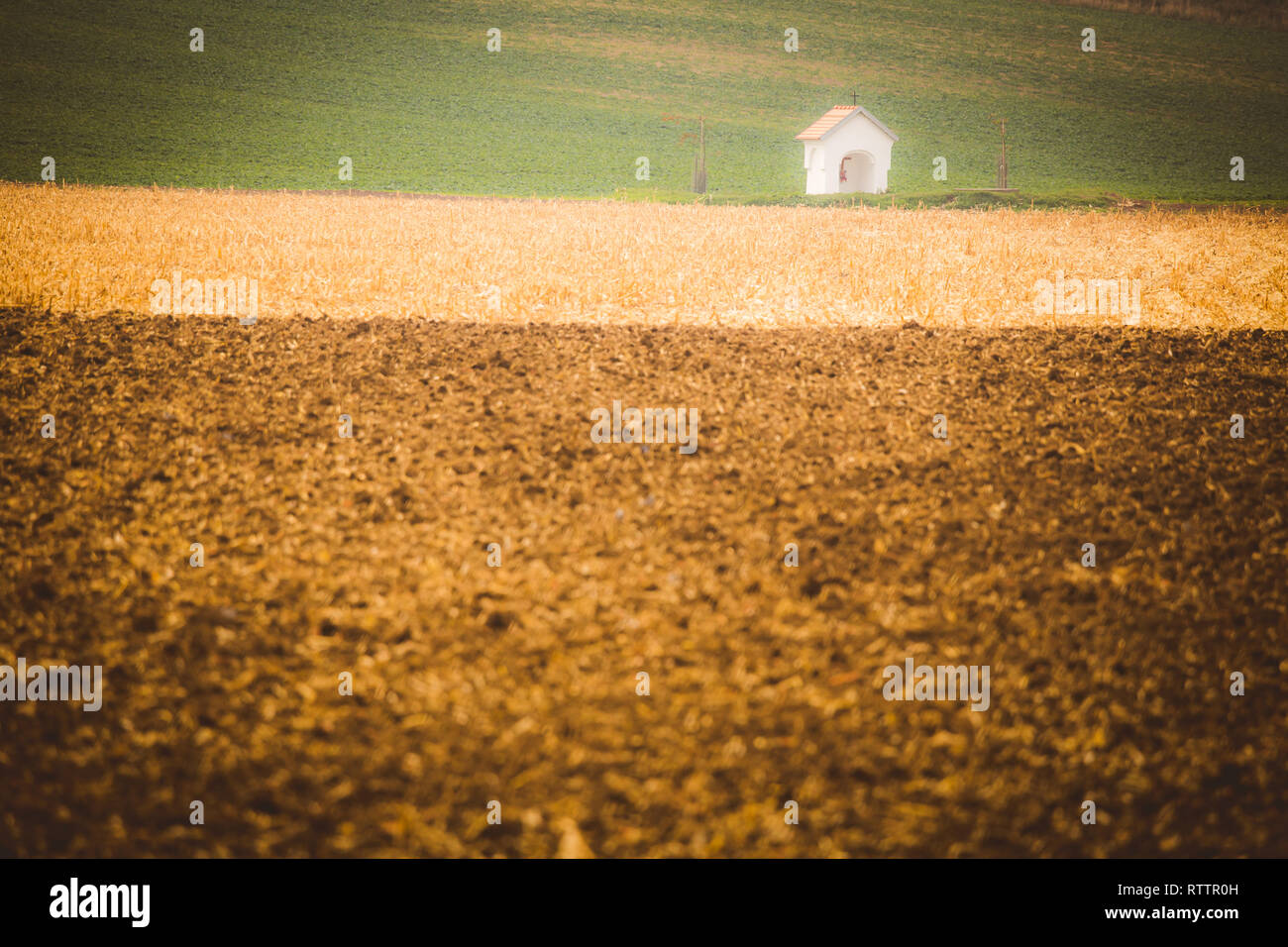 Autumn picturesque rolling countryside of South Moravian fields and ...