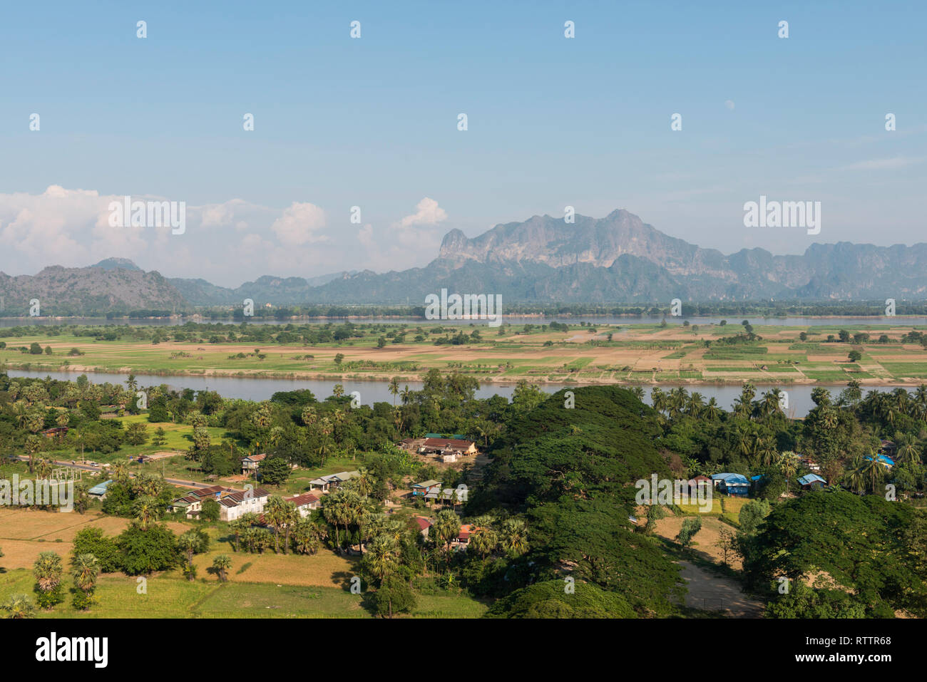 Horizontal picture of amazing view of local vegetation, river and ...