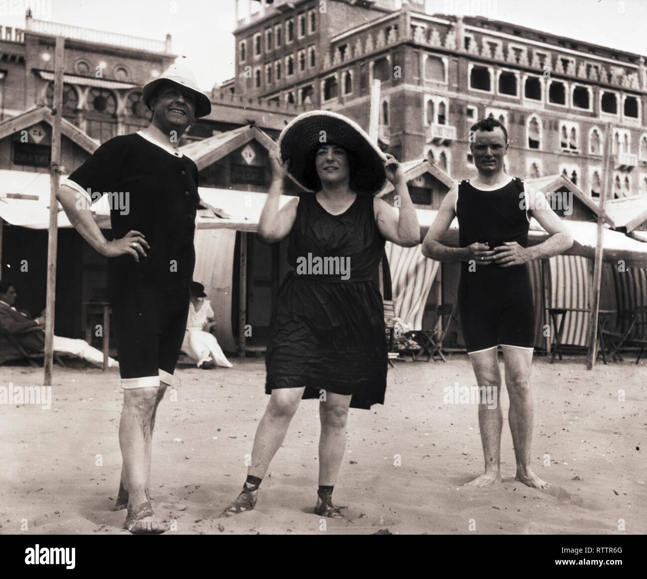 Bathers, Lido Beach, Venice, Italy, 1924 Stock Photo - Alamy