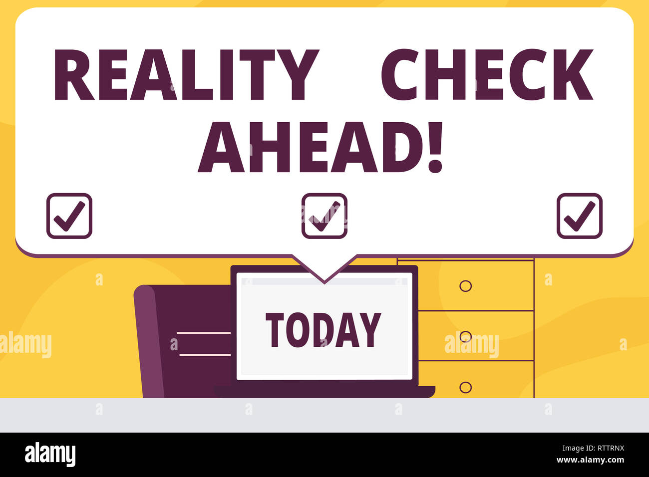 Word writing text Reality Check Ahead. Business concept for Consider ...