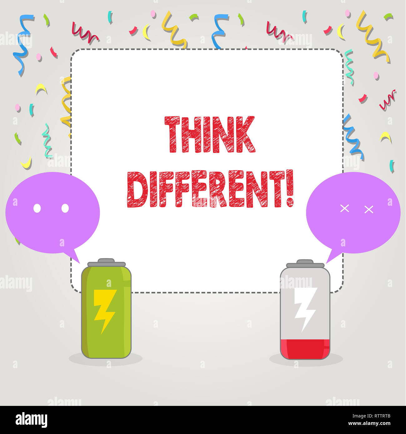 Text sign showing Think Different. Conceptual photo Rethink Change on ...