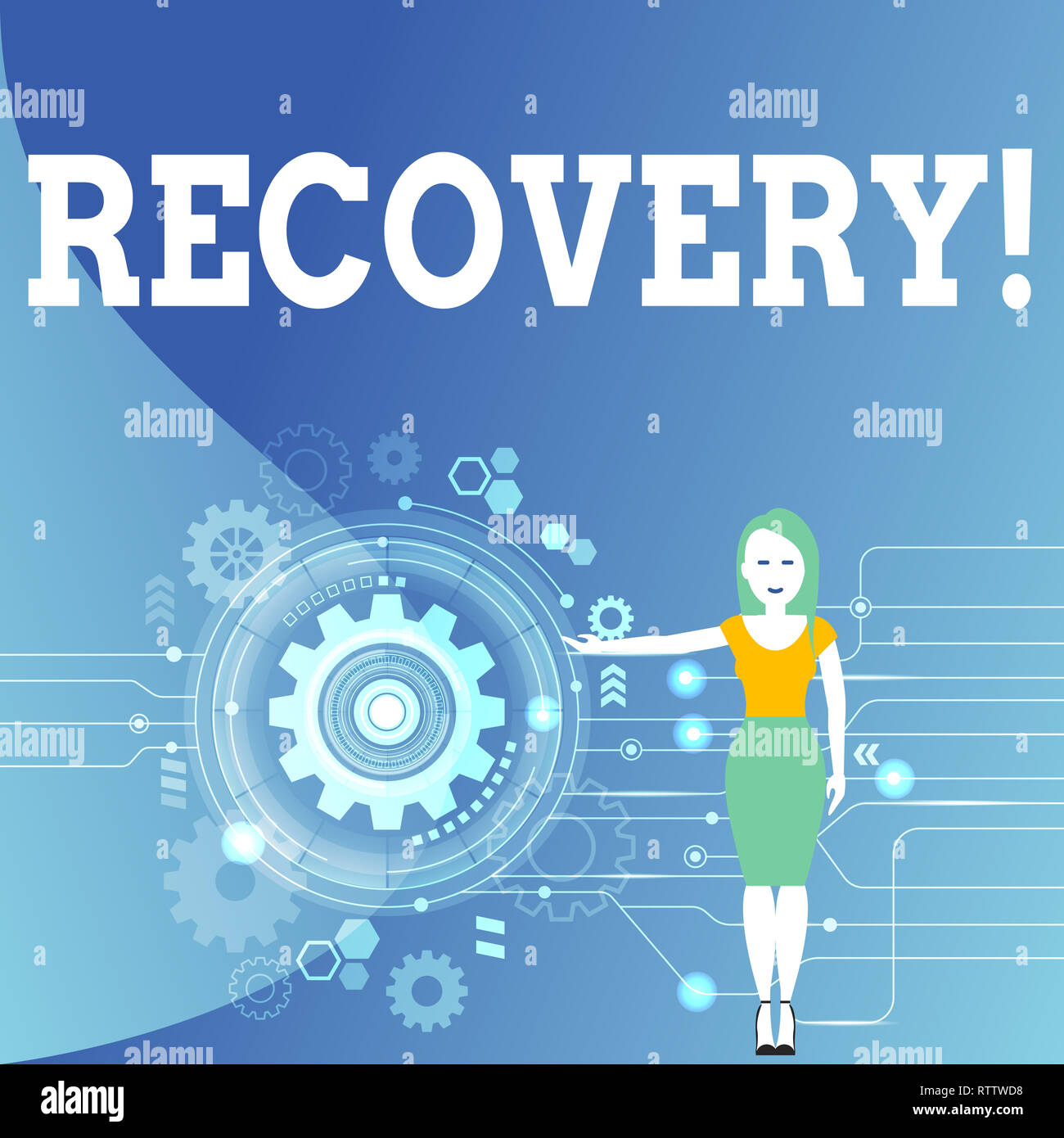 Writing note showing Recovery. Business photo showcasing Return to ...